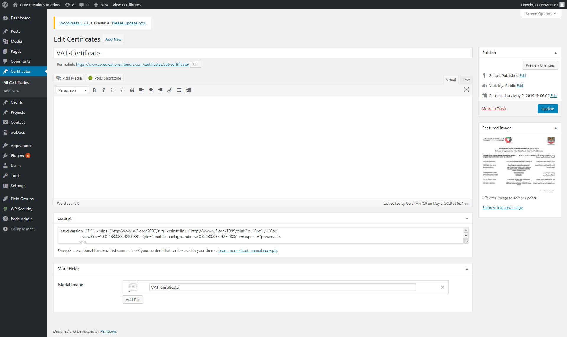Certificates | Core Creations Interiors
